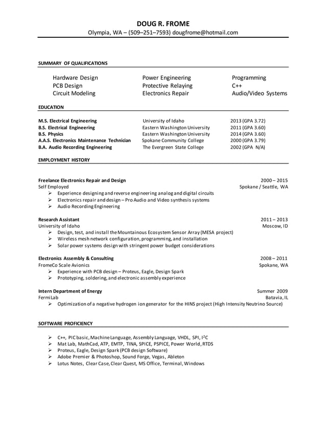 Resume Doug Frome 12-21-15 | PDF