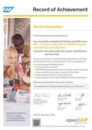 Record Of Achievement | PDF