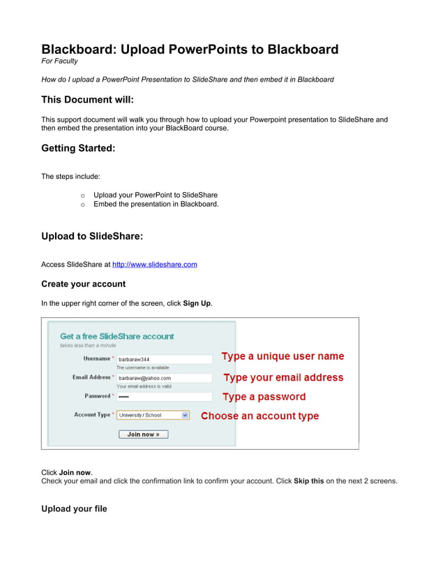 Blackboard: Upload PowerPoints to BlackBoard | PDF