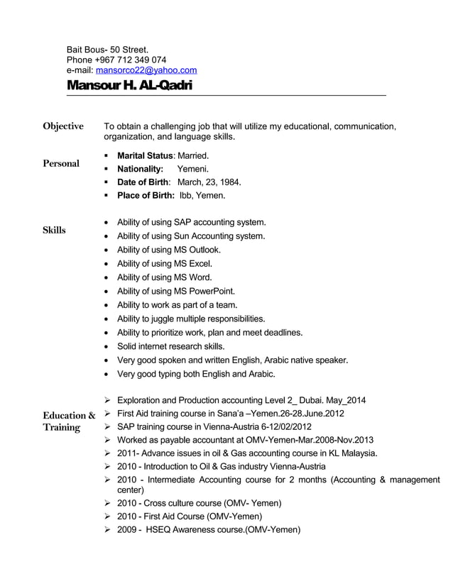 Mansour CV New. | PDF