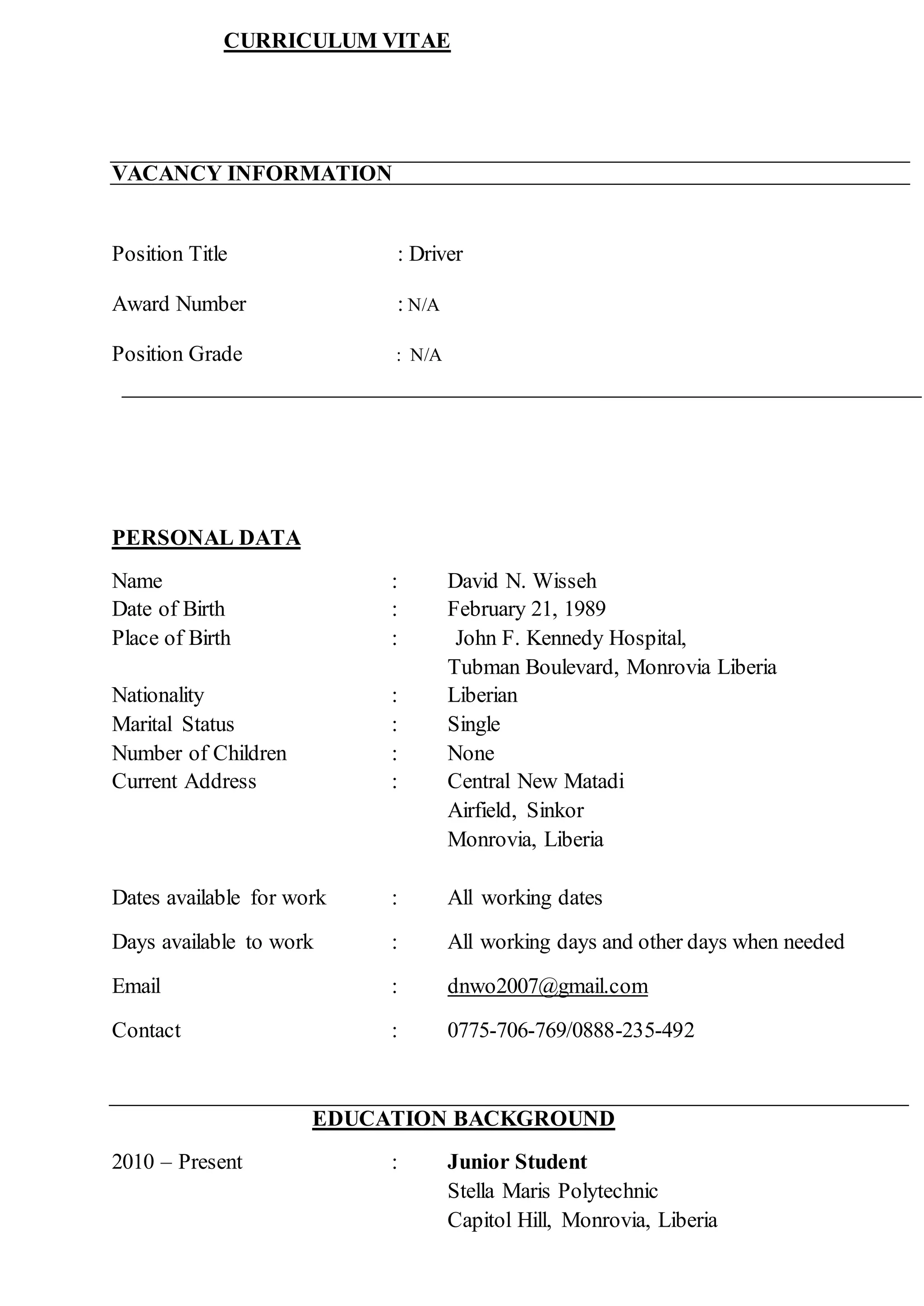 DAVID WISSEH RESUME | DOCX