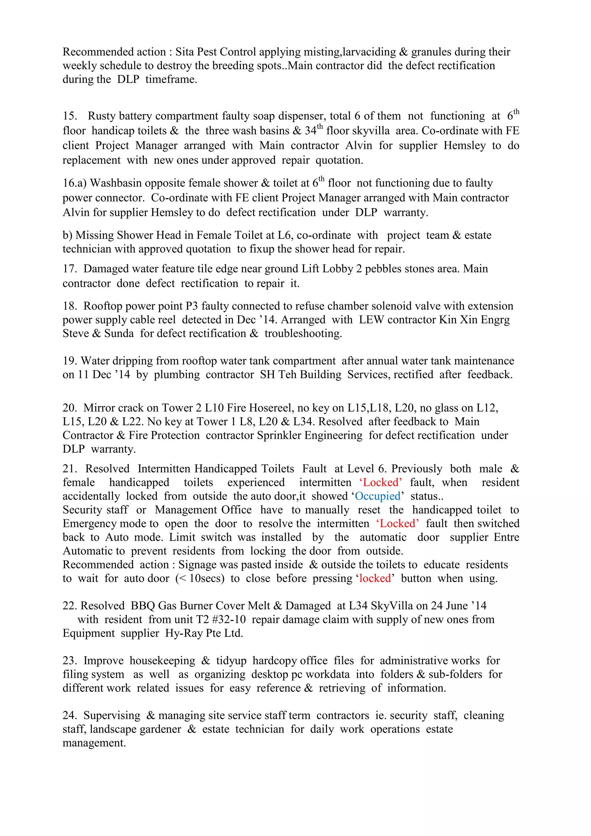 Career Achievement & Contribution at MCST 4070 Centro Residences | PDF