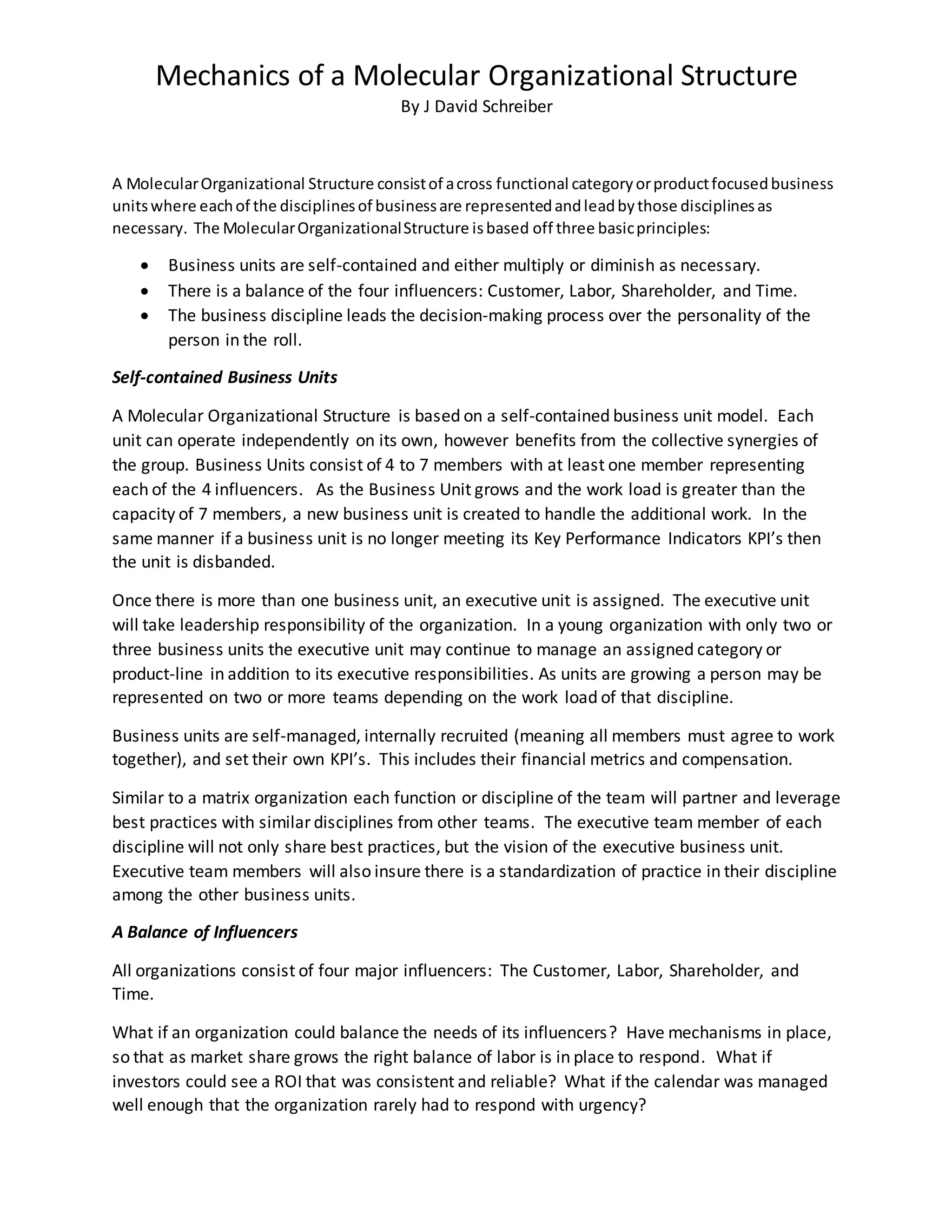 A Molecular Organizational Structure 2.0 | PDF