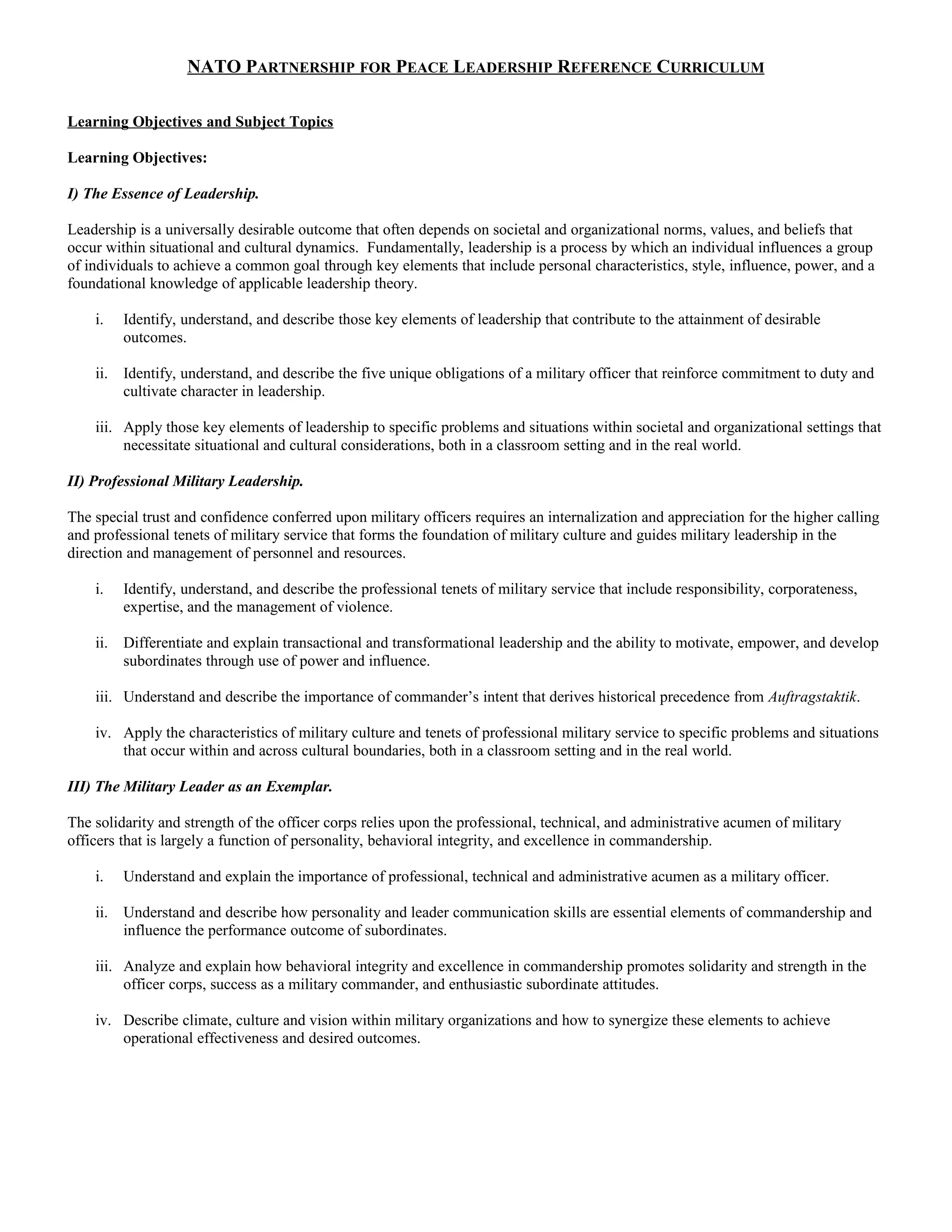 PfP Leadership Curriculum | DOC