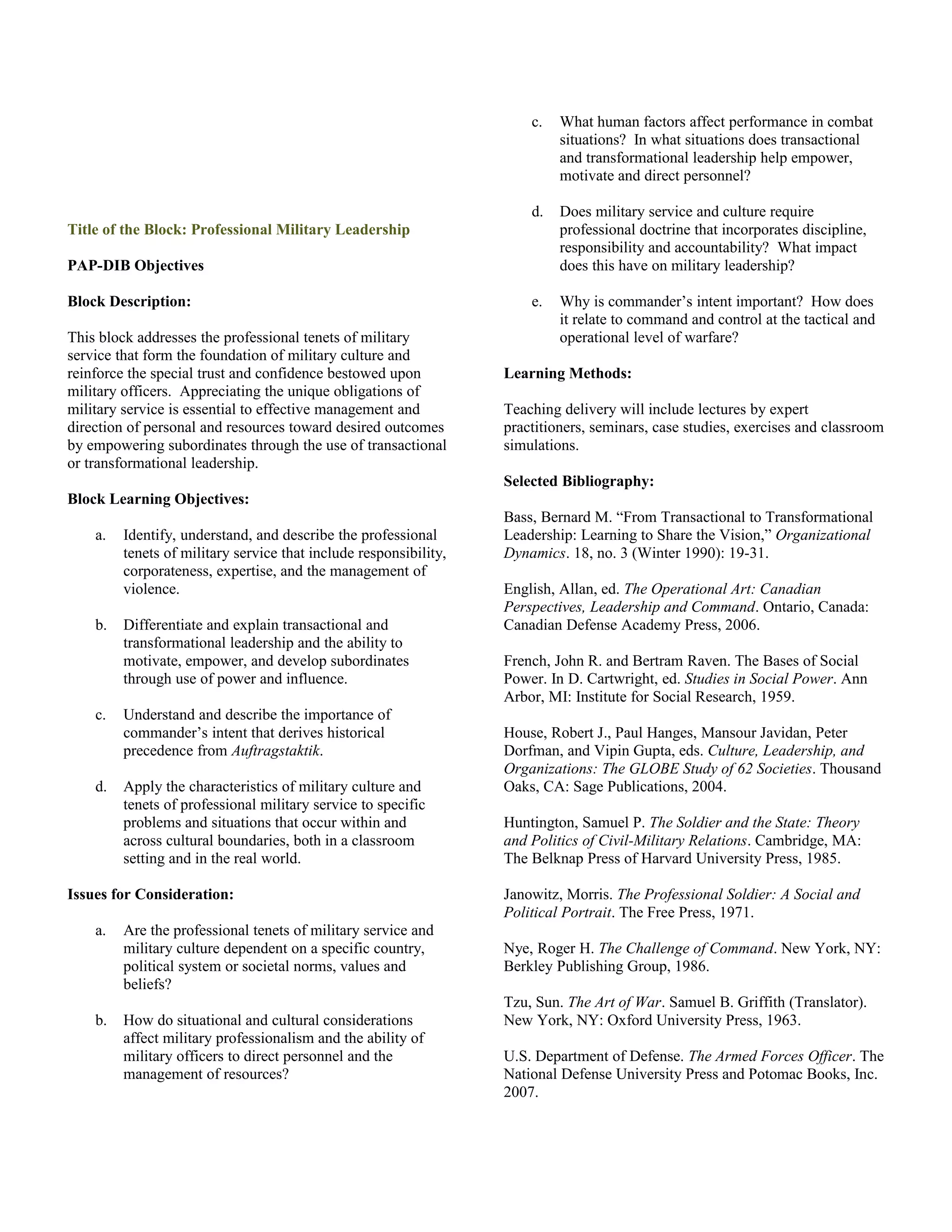 PfP Leadership Curriculum | DOC