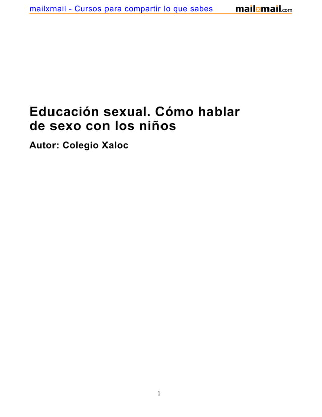 Educacion Sexual Como Hablar Sexo Ninos Pdf