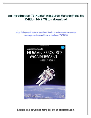 An Introduction To Human Resource Management 3rd Edition Nick Wilton | PDF