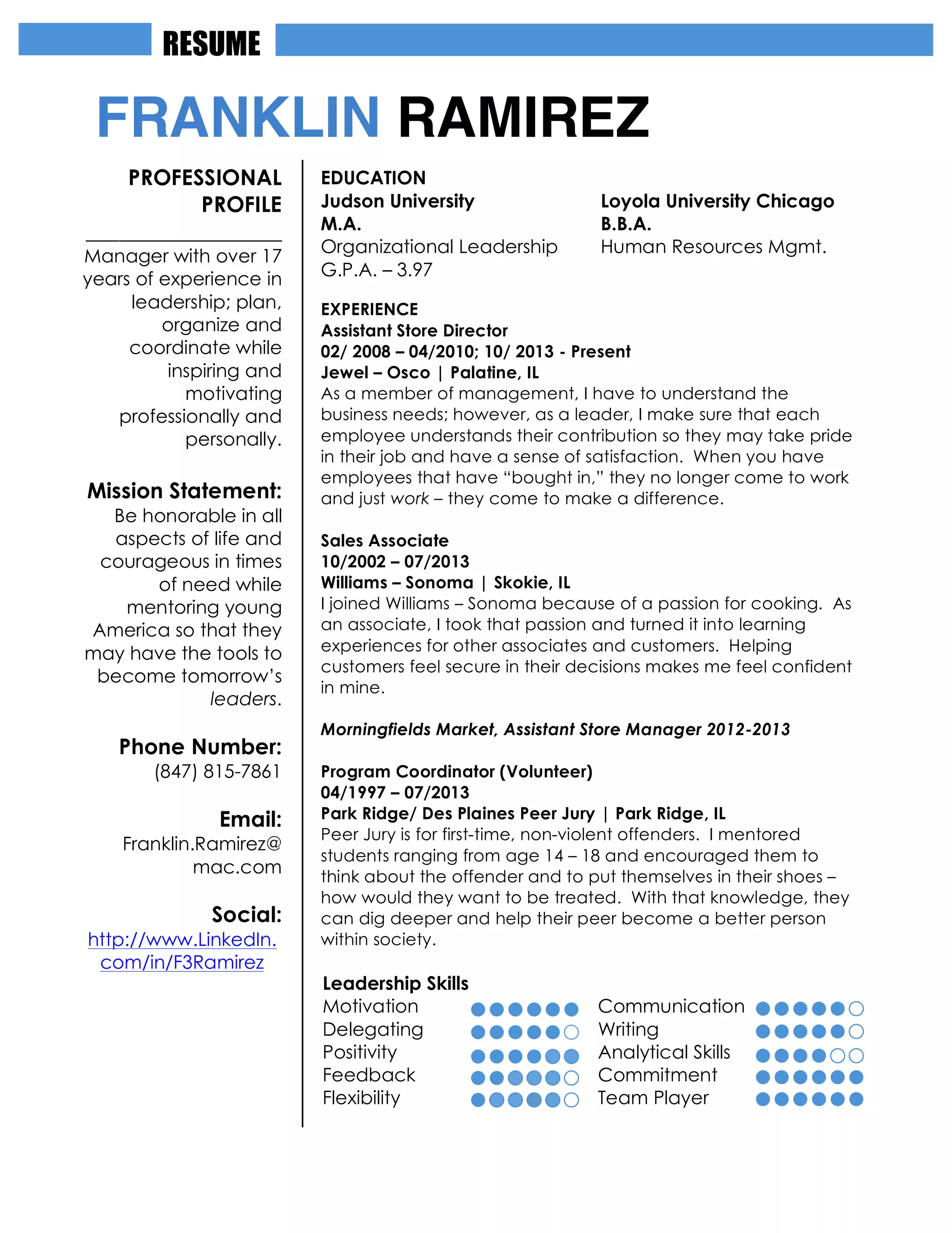 Franklin Ramirez Resume 0616 | PDF