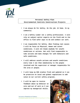 2015 Personal Safety Plan ECCP IPL Petersbur and HS | DOC