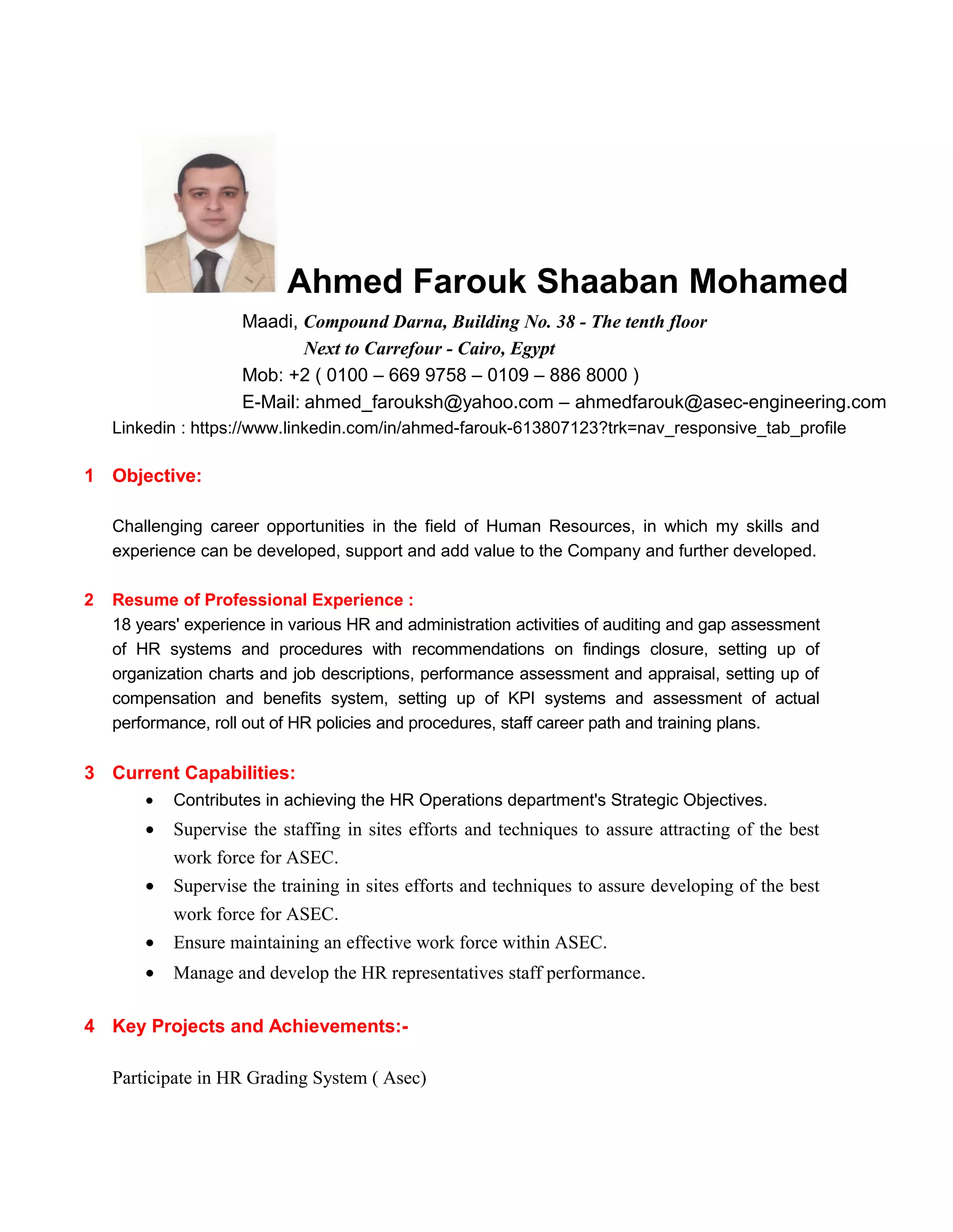 Ahmed Farouk CV - June 2016 | DOC