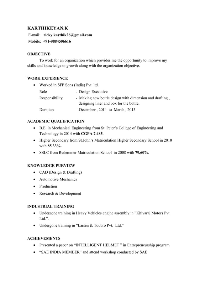K.Karthikeyan resume | PDF