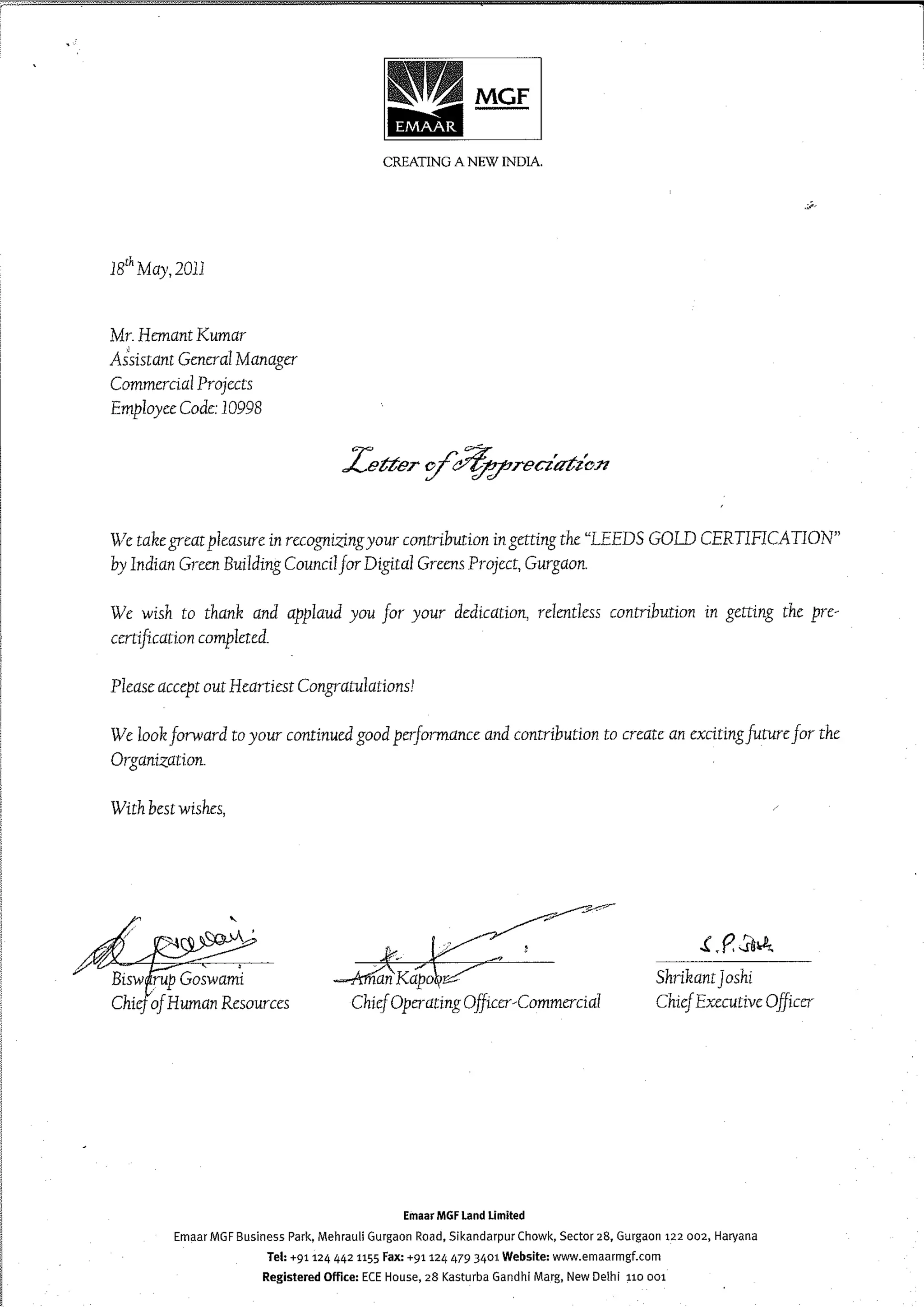 Appreciation Letter_Emaar_HK | PDF