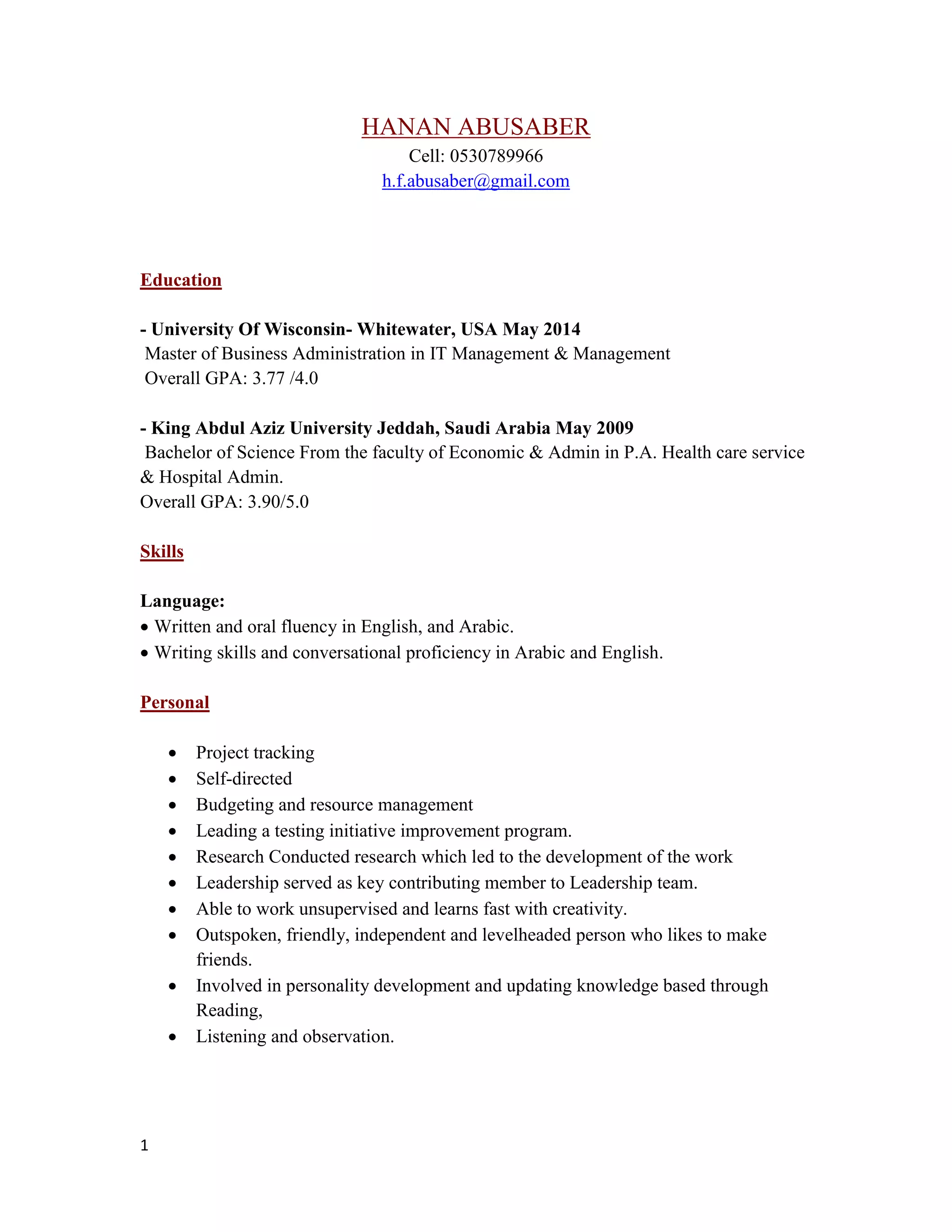 Hanan ABUSABER Resume | DOCX