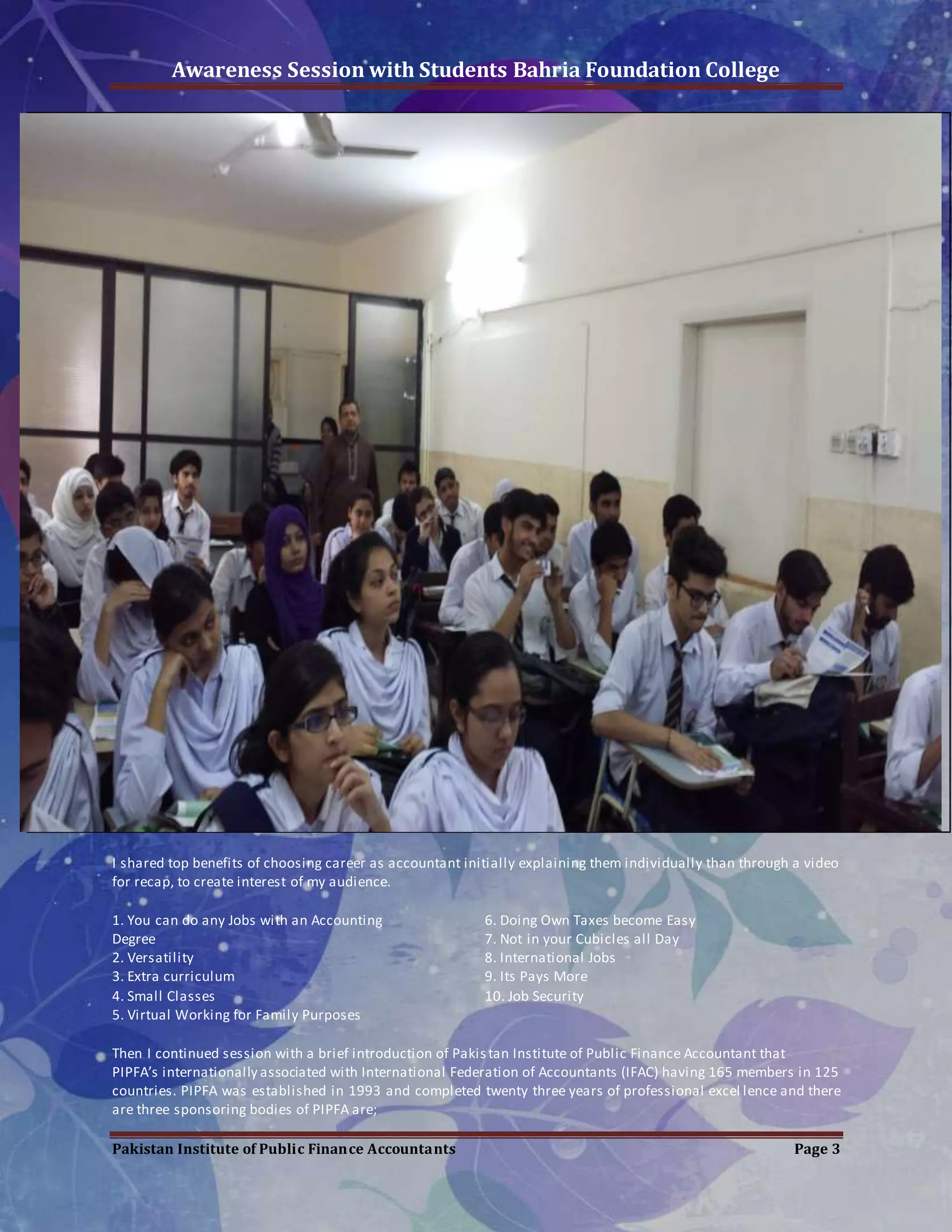 Awareness Session at Bahria Foundation College | PDF