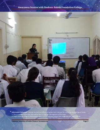 Awareness Session at Bahria Foundation College | DOCX | Career Advice ...