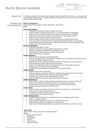 Hafiz Qadir Resume | PDF