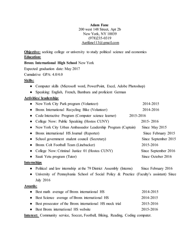 Adam Fane College Resume (1) | DOCX