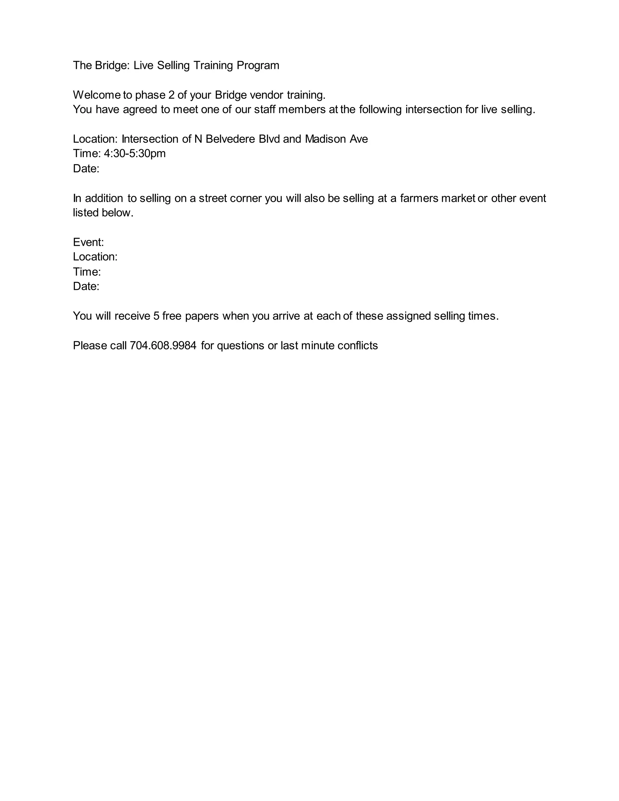 Live selling Program | DOCX