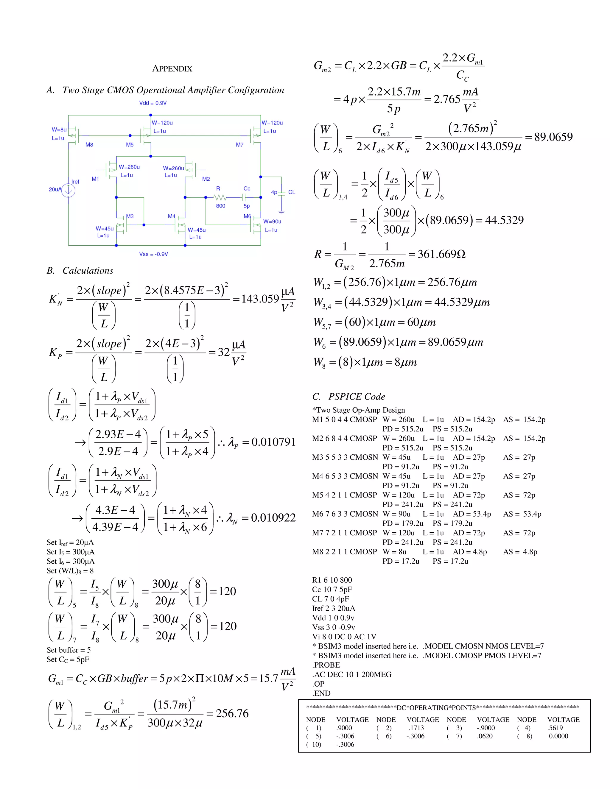 Design of a Two-Stage Single Ended CMOS Op-Amp | PDF