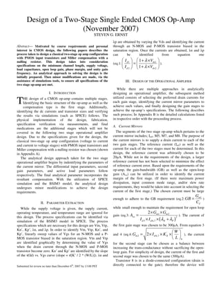 Design of a Two-Stage Single Ended CMOS Op-Amp | PDF