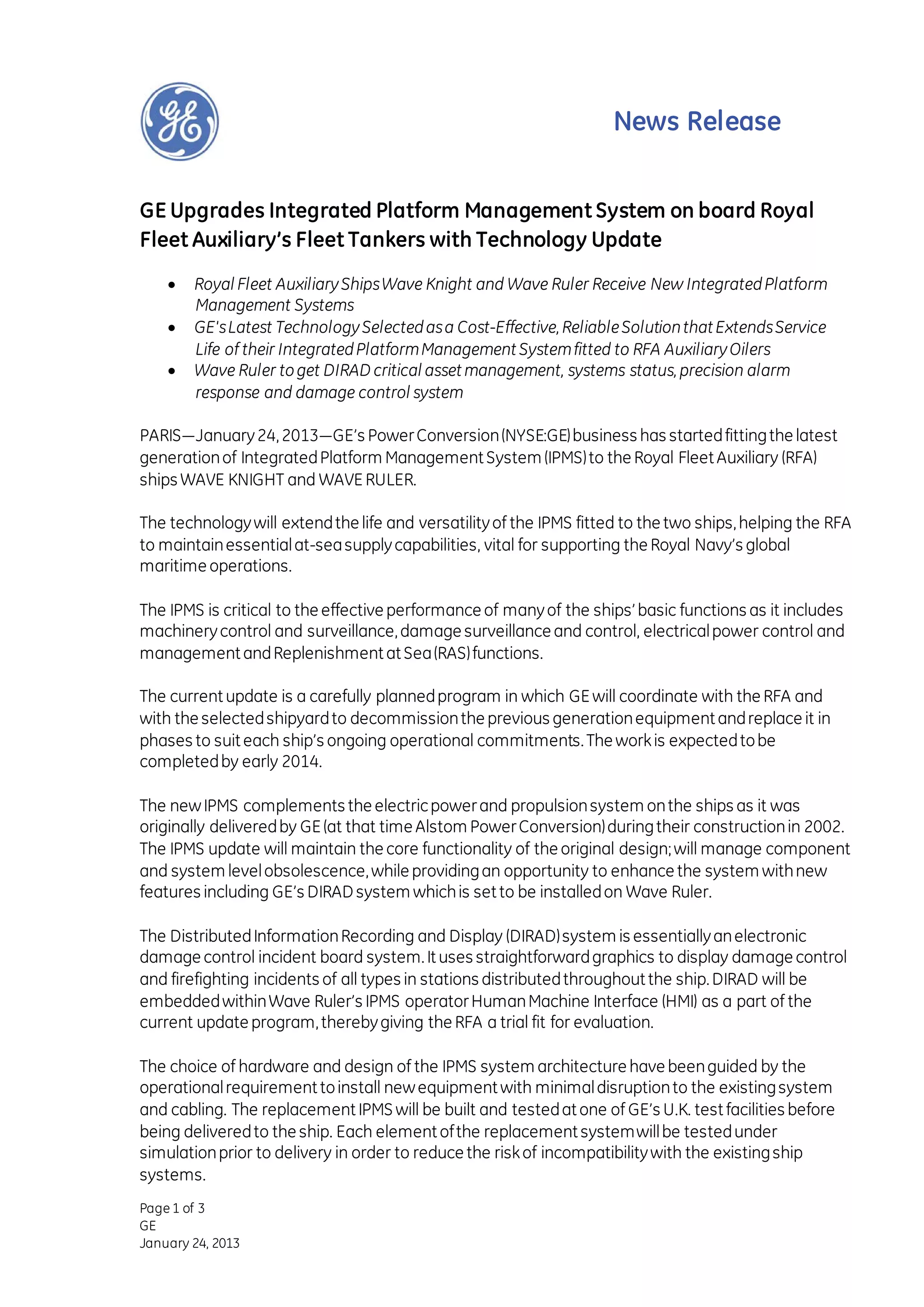 GE upgrades PMS Royal Navy Ships | PDF