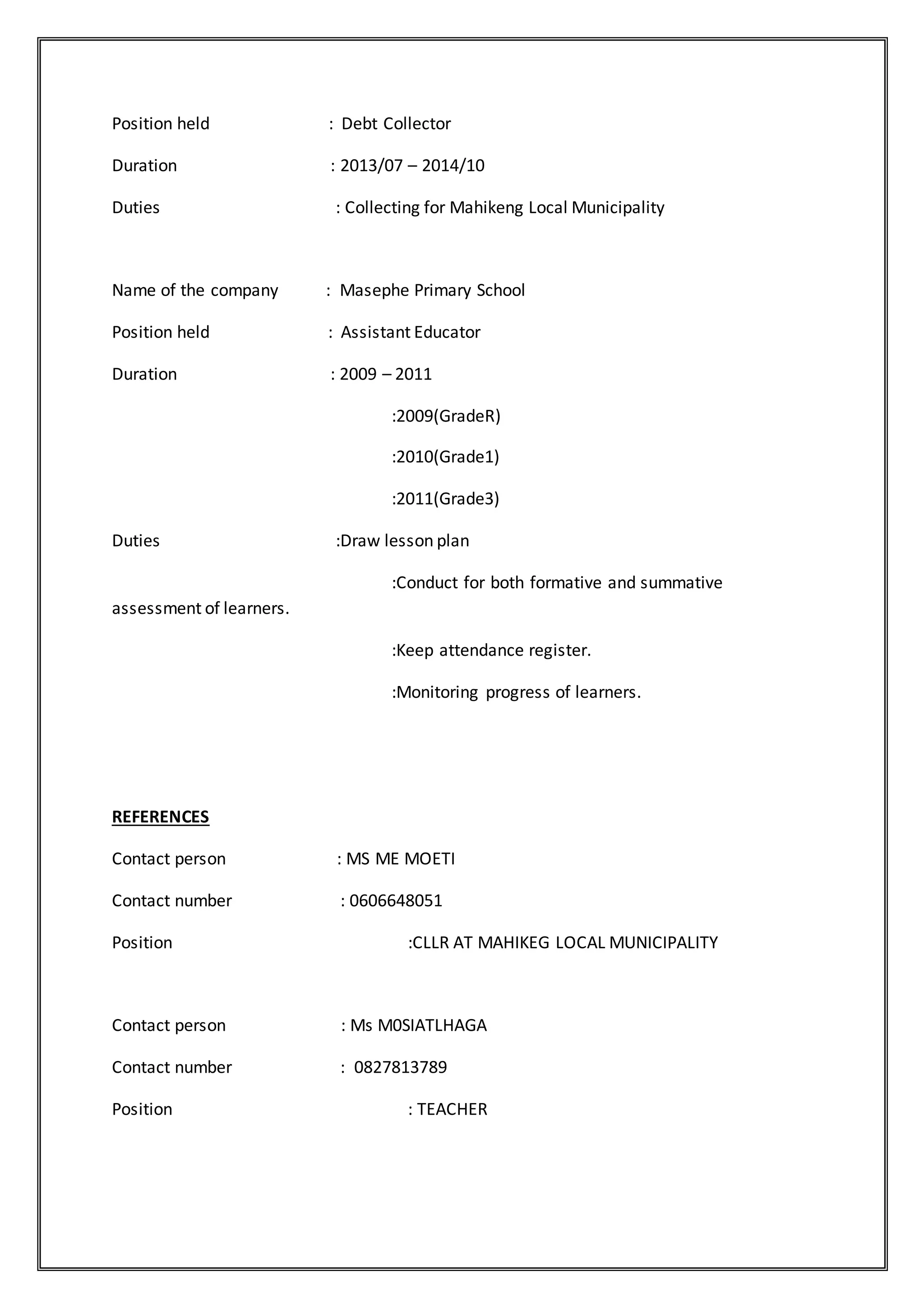 CV OF LESEGO | DOCX