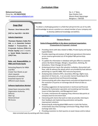 Sana New Resume | DOC | Business Accounting & Finance | Business