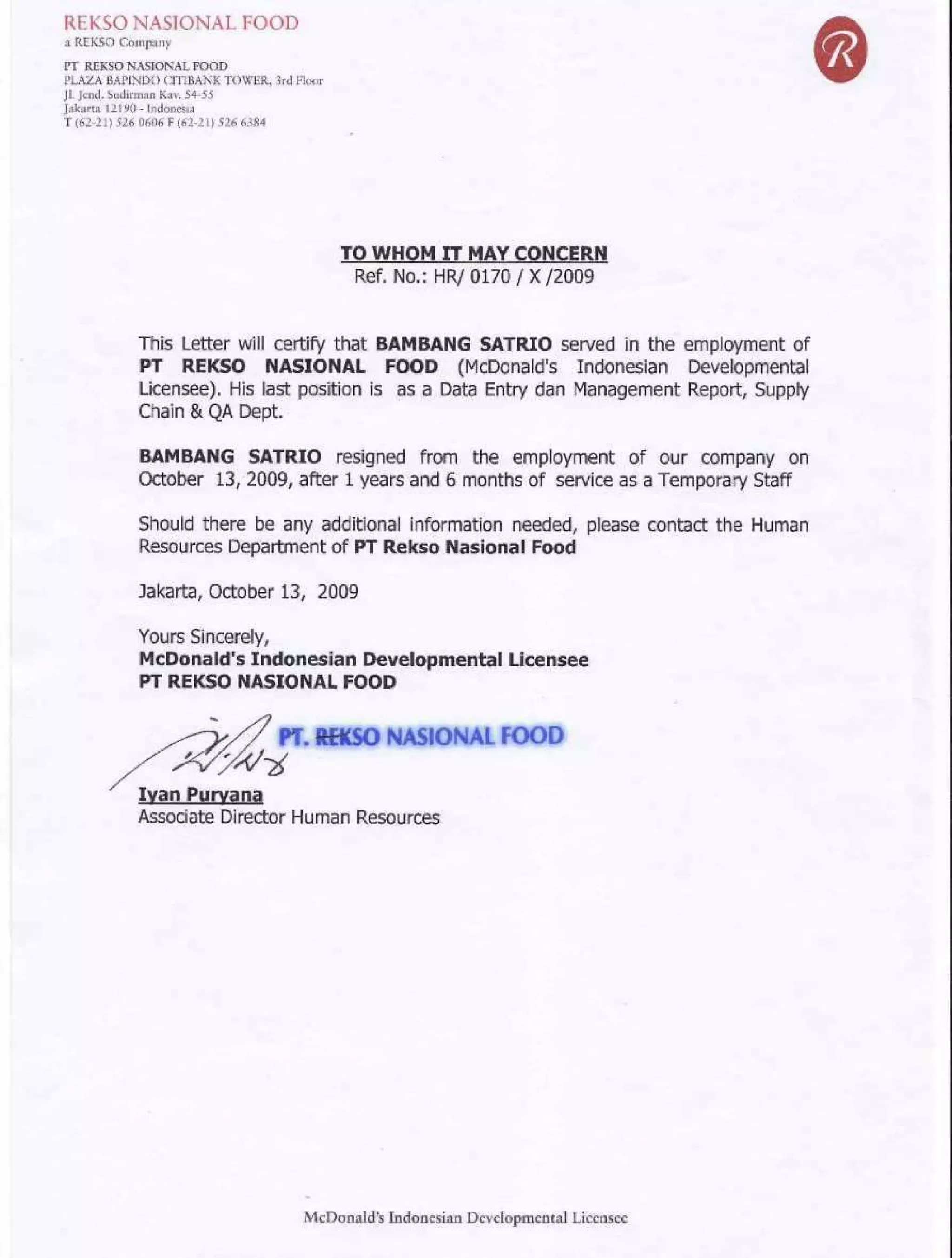 Reference Letter | PDF