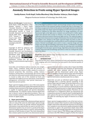 Anomaly Detection in Fruits using Hyper Spectral Images | PDF