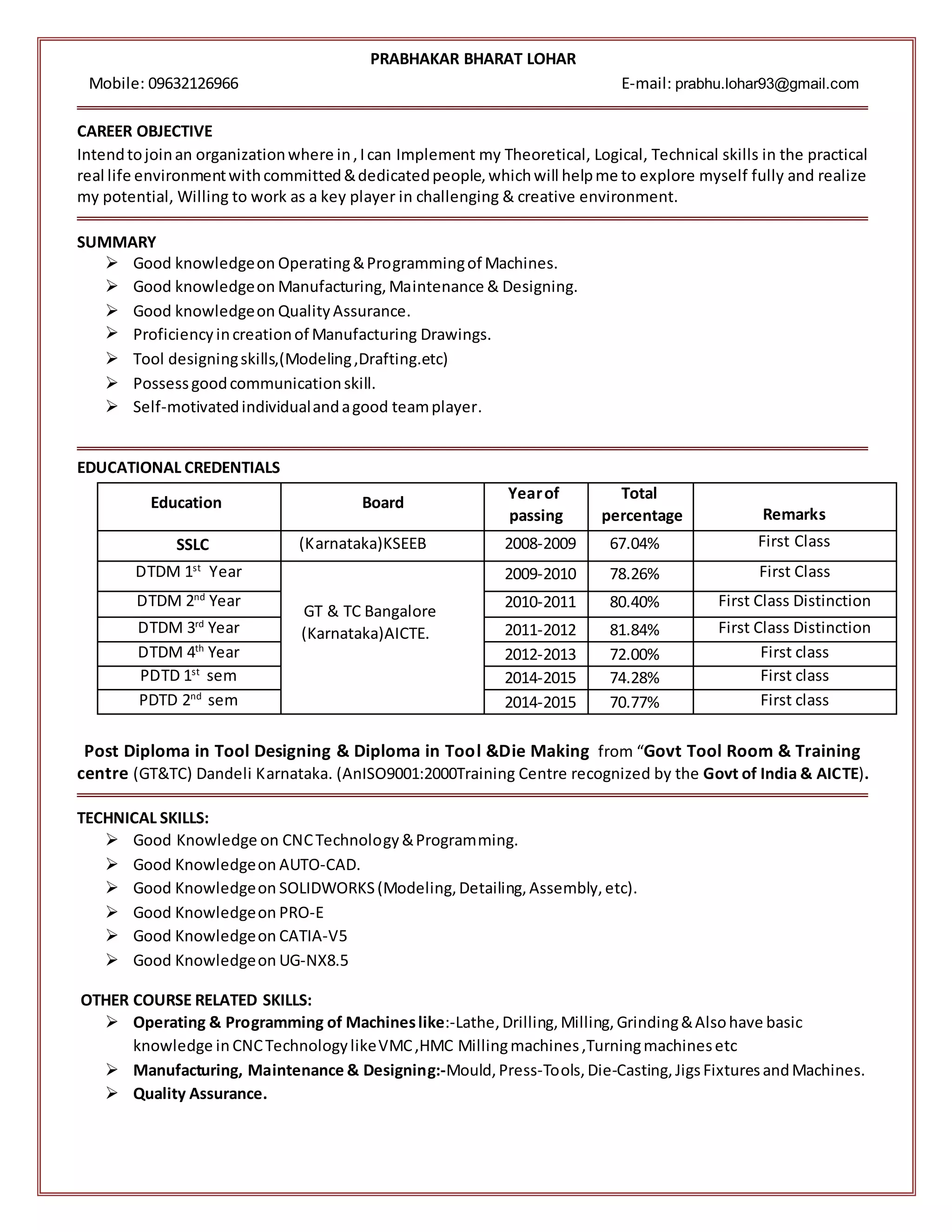 prabhakar lohar resume | PDF