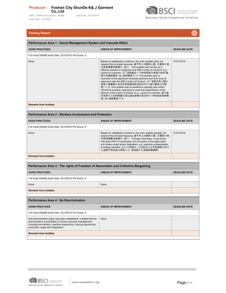 BSCI Audit Report 佛山市顺德区凯杰斯服装有限公司 | PDF