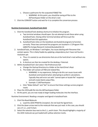 AutoDock, AutoGrid, AutoDockTools (GUI), and Open Babel Tutorial | PDF