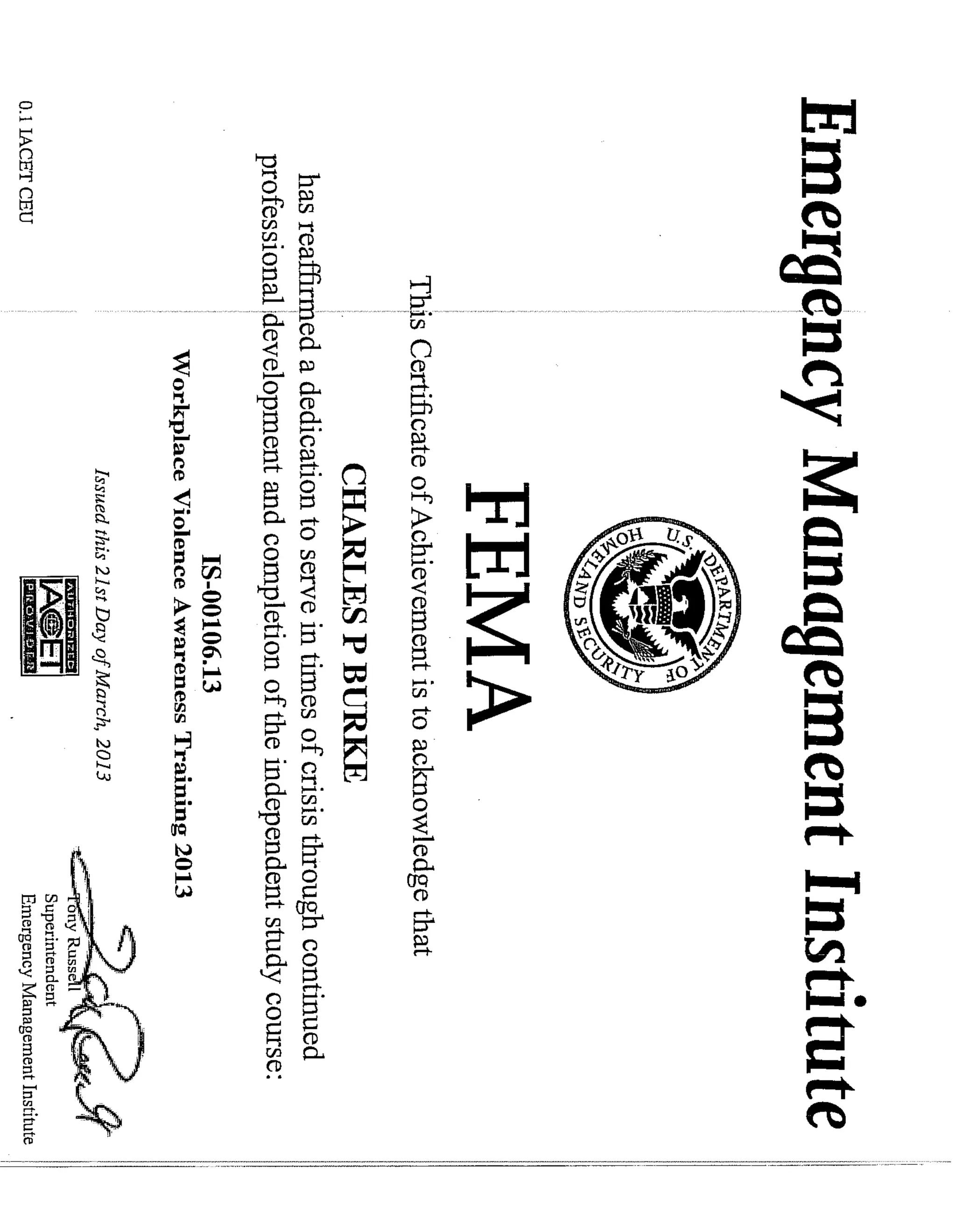 FEMA training certs | PDF