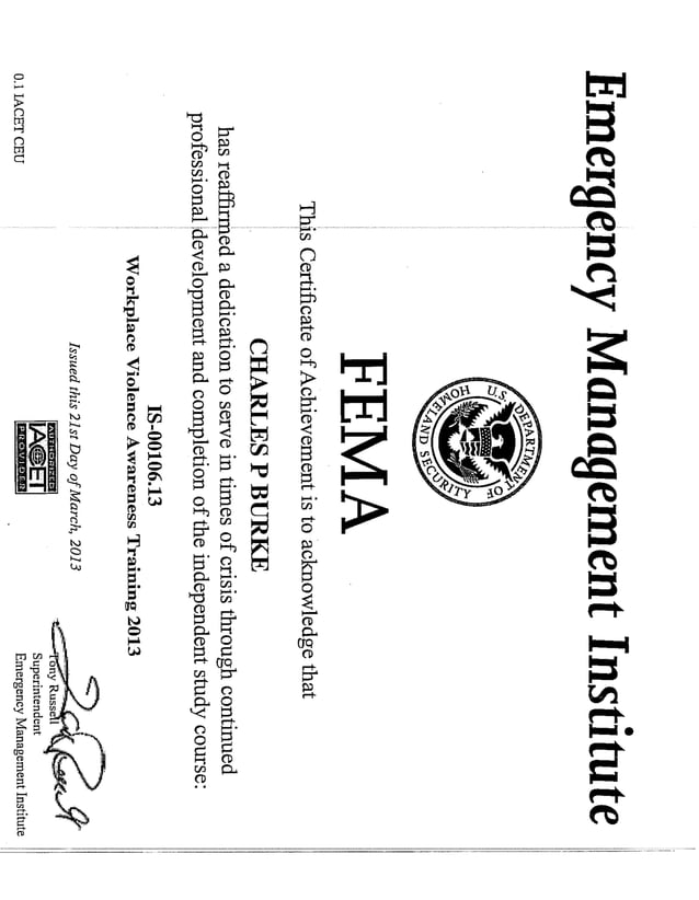 FEMA training certs | PDF