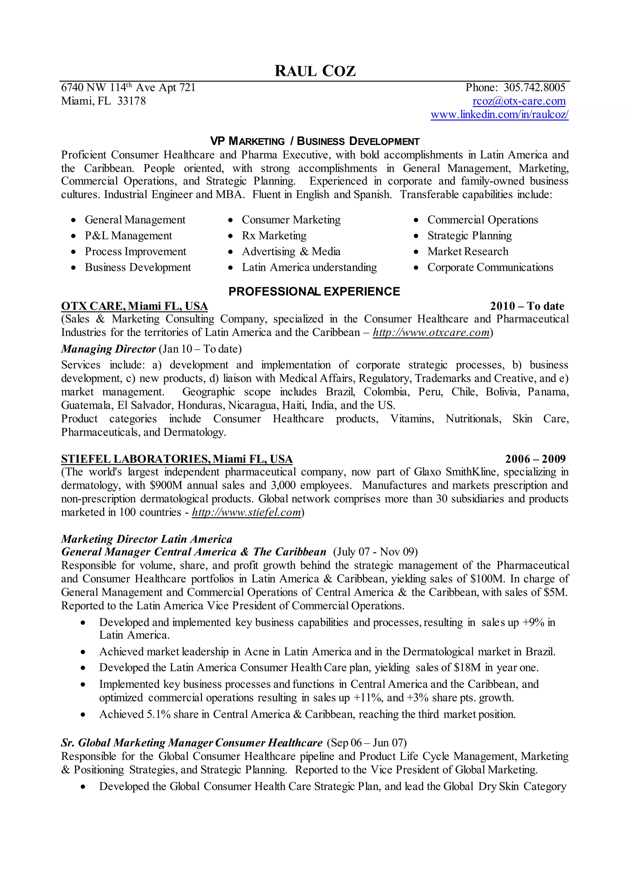 RESUME RAUL COZ 2015 | DOCX