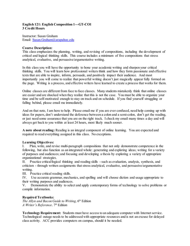 Syllabus English 121 | DOCX