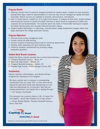 Capital One Student-Run Branch Fact Sheet | PDF