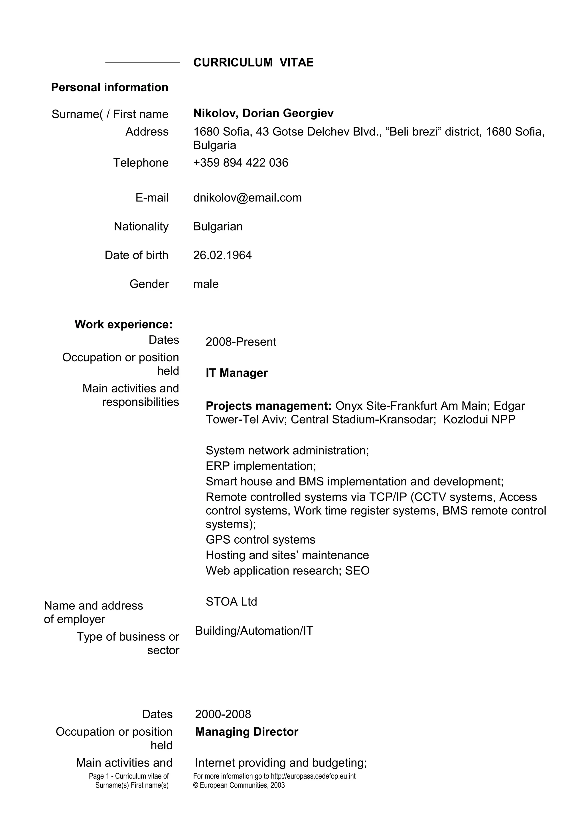 D_NIKOLOV_CV_ENG_2016(1) | PDF