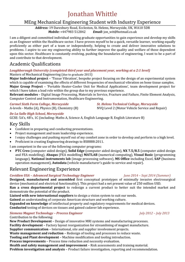 Jonathan Whittle CV | PDF | Free Download