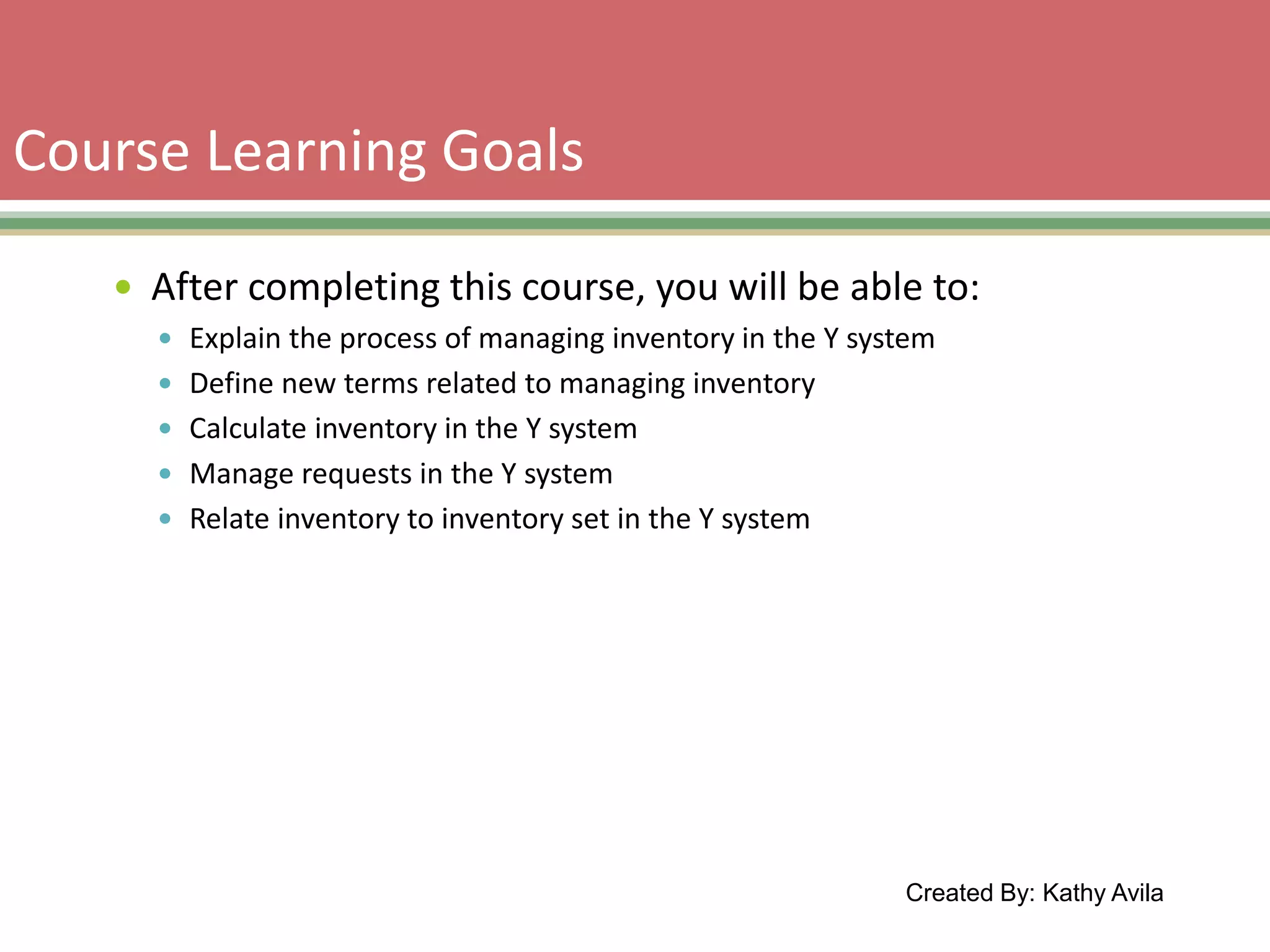 Instructional Inventory - Course Sample | PPTX