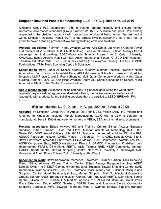 Experience - KIPM - Rigidal | PDF