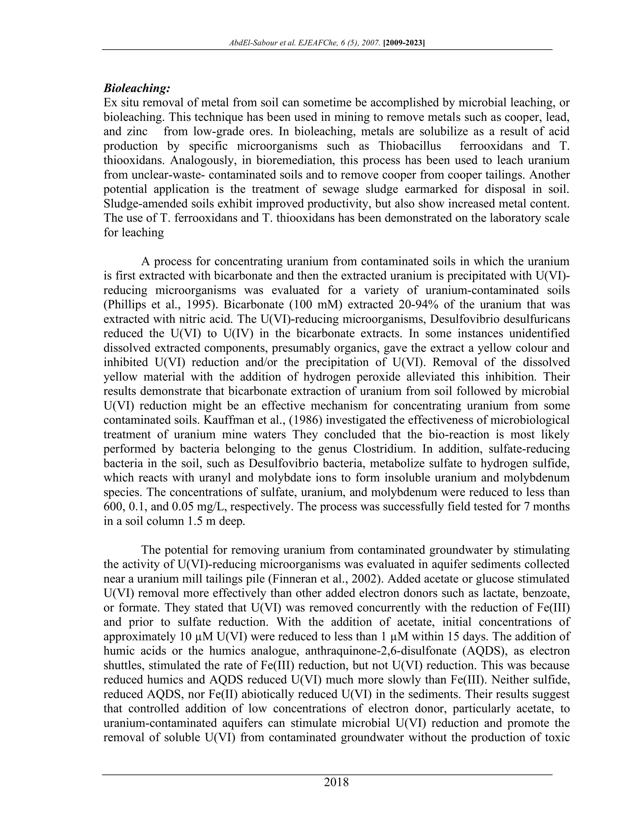remediation and bioremediation of U | PDF