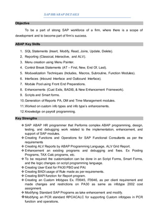 ABAP EXP RESUME MALAYSIA 20072016 | DOCX | Databases | Computer Software and Applications