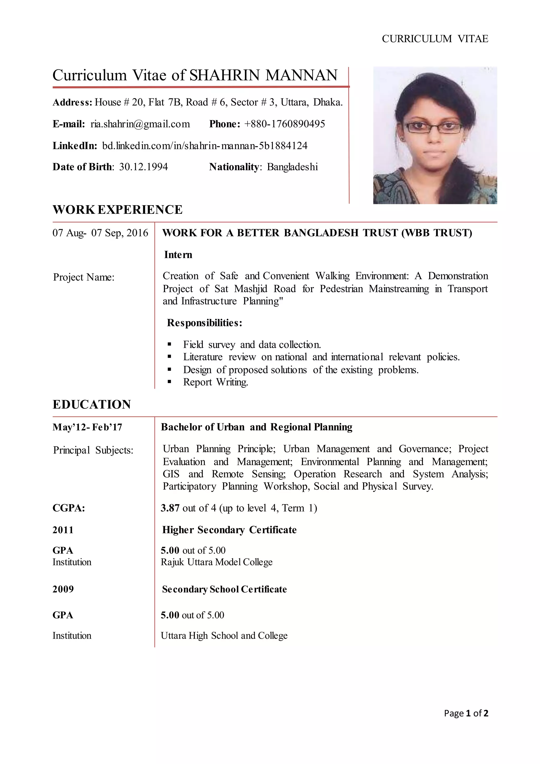 Curriculum Vitae of SHAHRIN MANNAN | DOCX