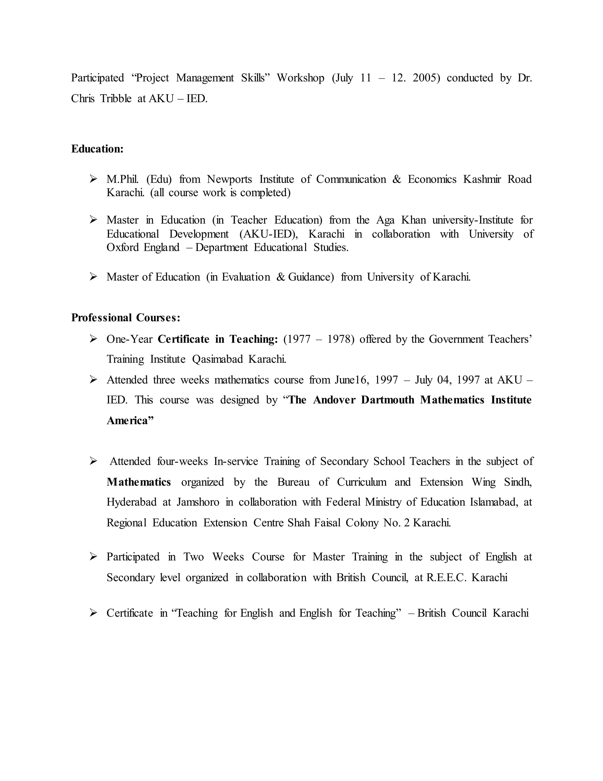 Prof. Muhammad Zahid's CV 2 | DOCX