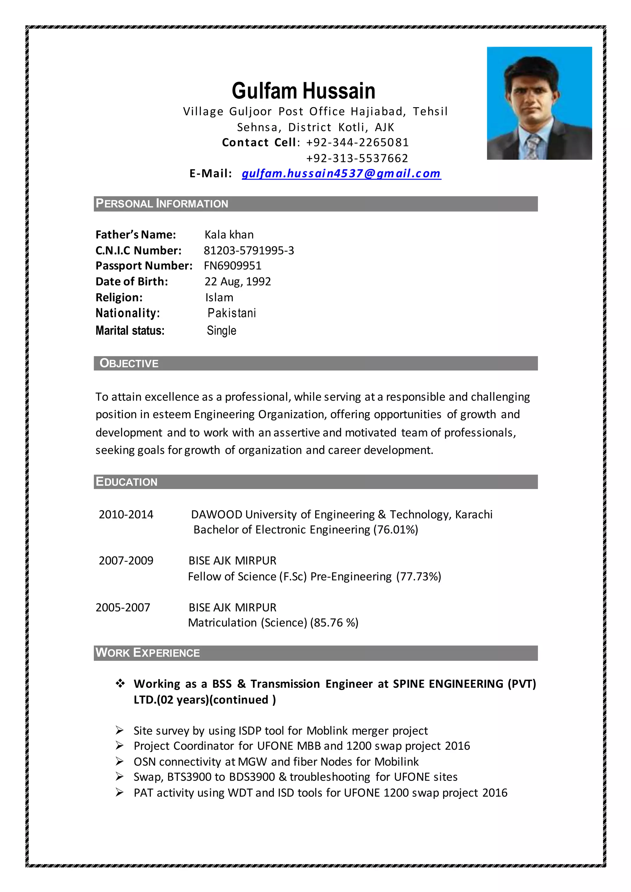 gulfam hussain cv | PDF