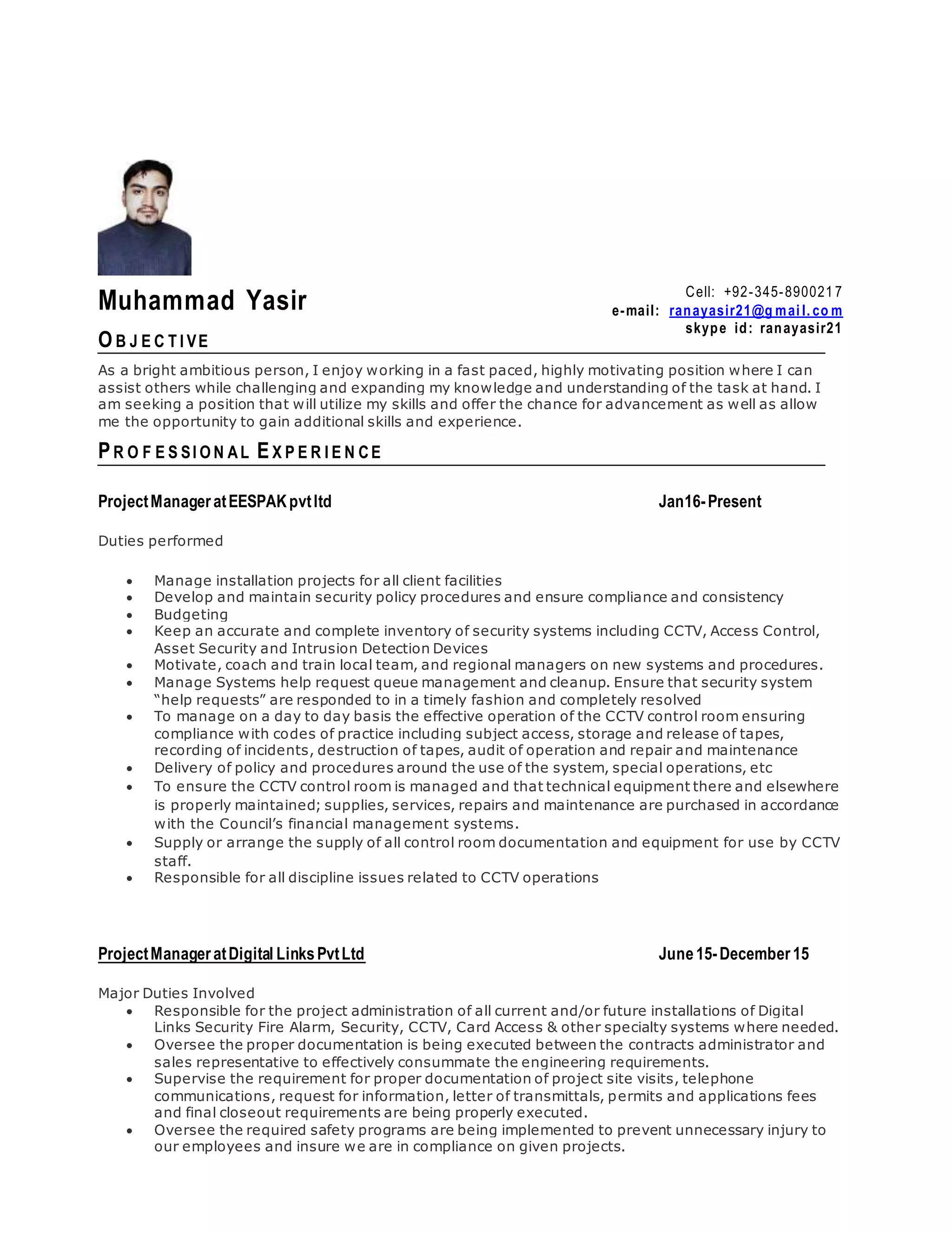 Muhammad Yasir(updatedCV) | DOCX