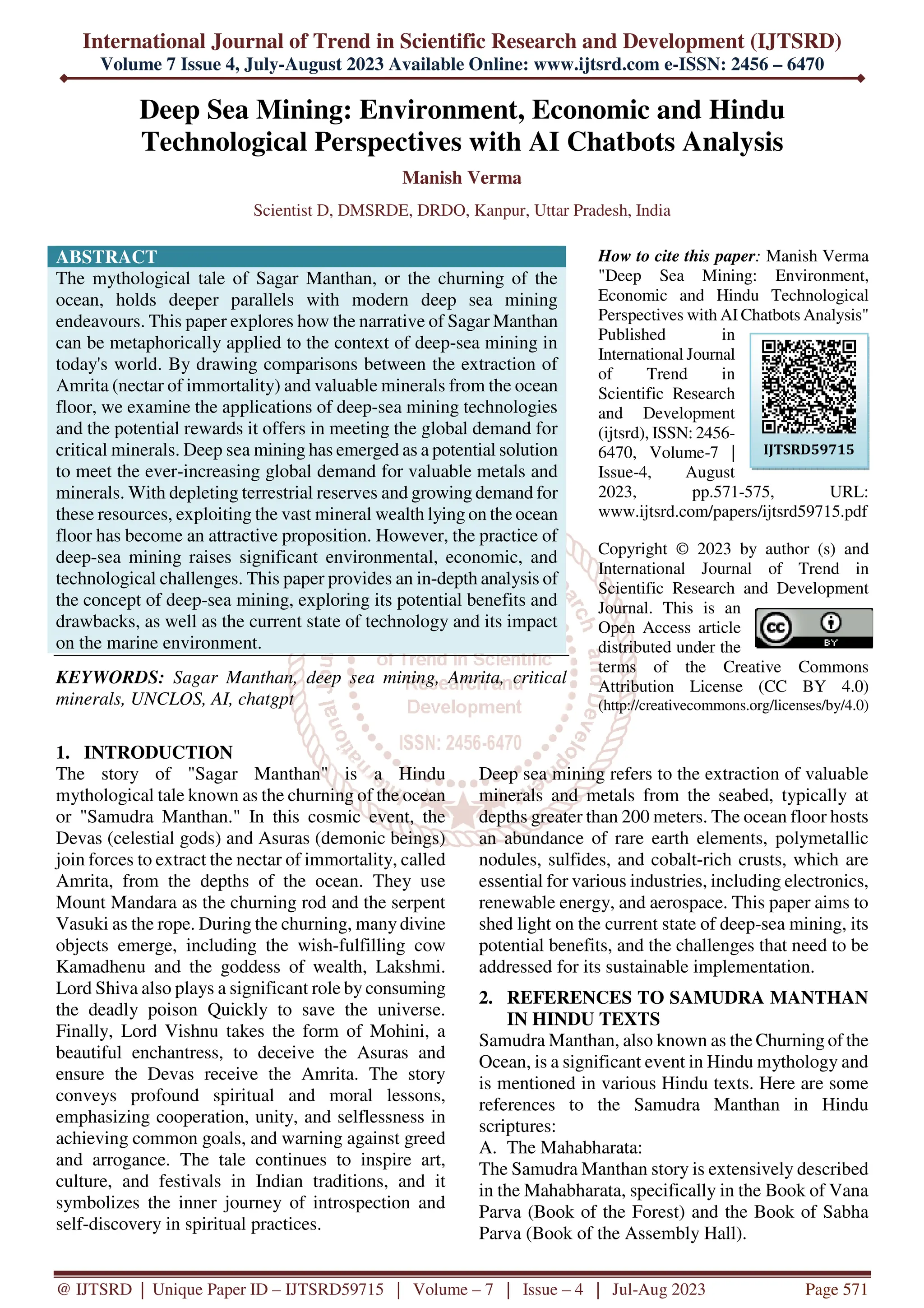 Deep Sea Mining Environment, Economic and Hindu Technological Perspectives with AI Chatbots ...