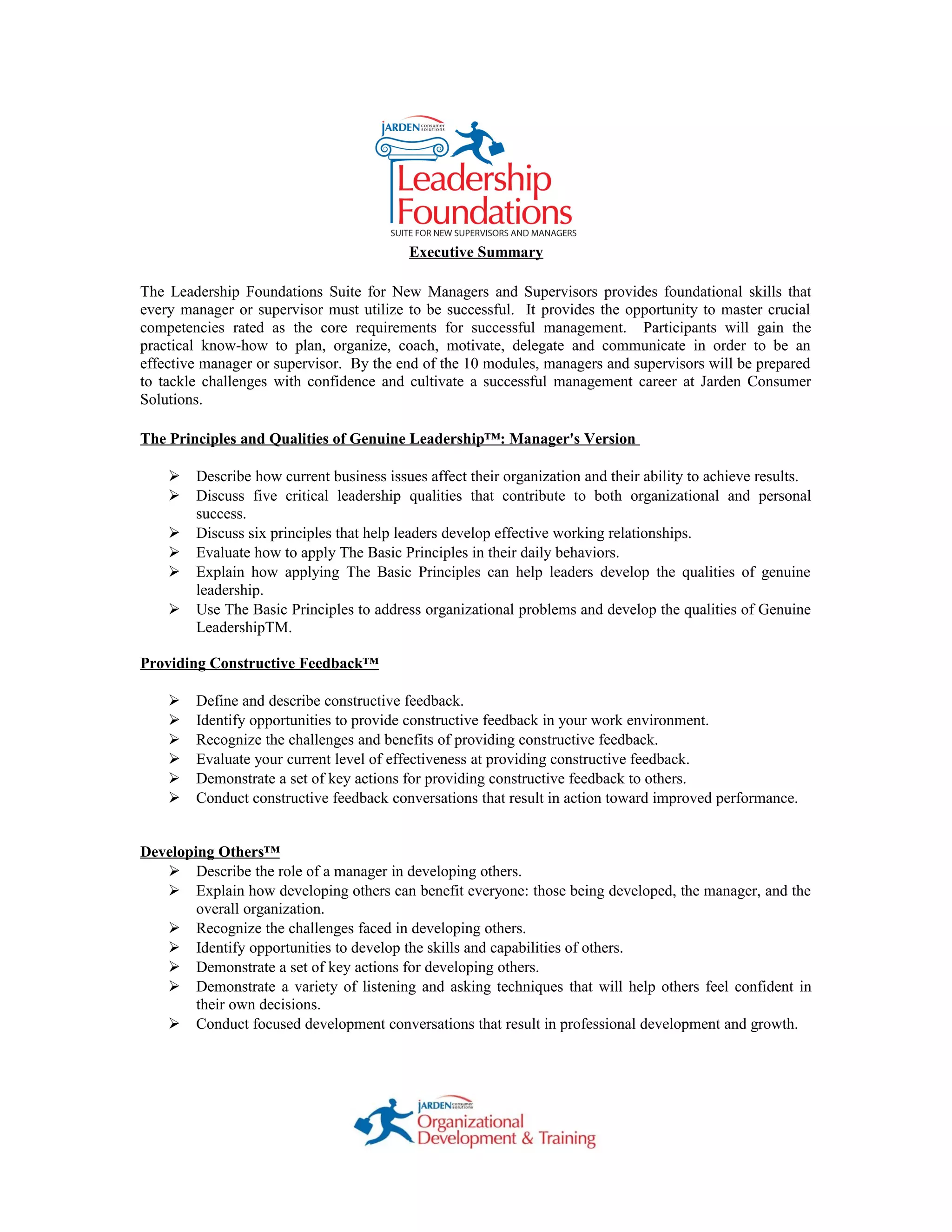 Executive Summary - Leadership Foundations | DOC