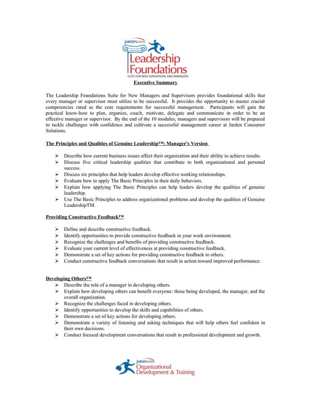 Executive Summary - Leadership Foundations | DOC | Business ...